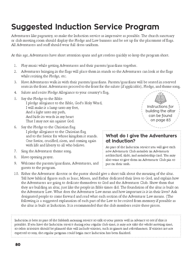 Adventurer Induction Guide | PDF | Pledge Of Allegiance | Jesus