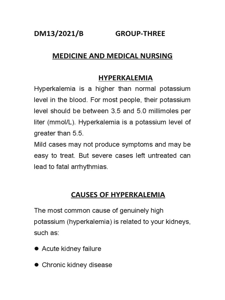 Hyperkalemia | Download Free PDF | Heart | Clinical Medicine