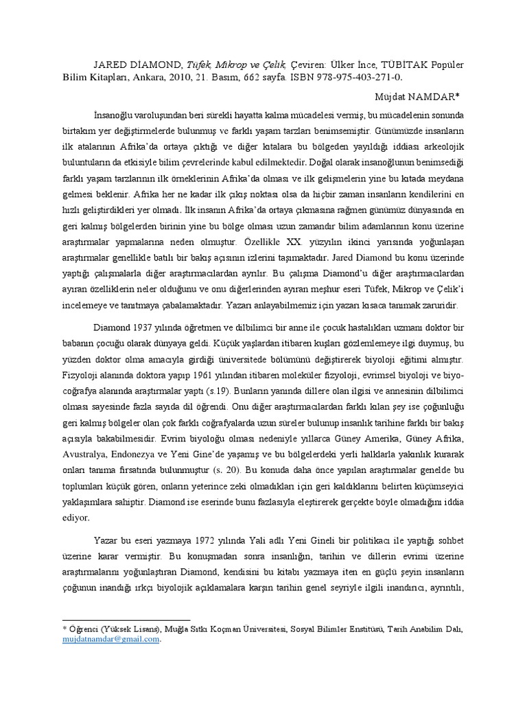 Tufek Mikrop Ve Celik Kitap Kritigi | PDF