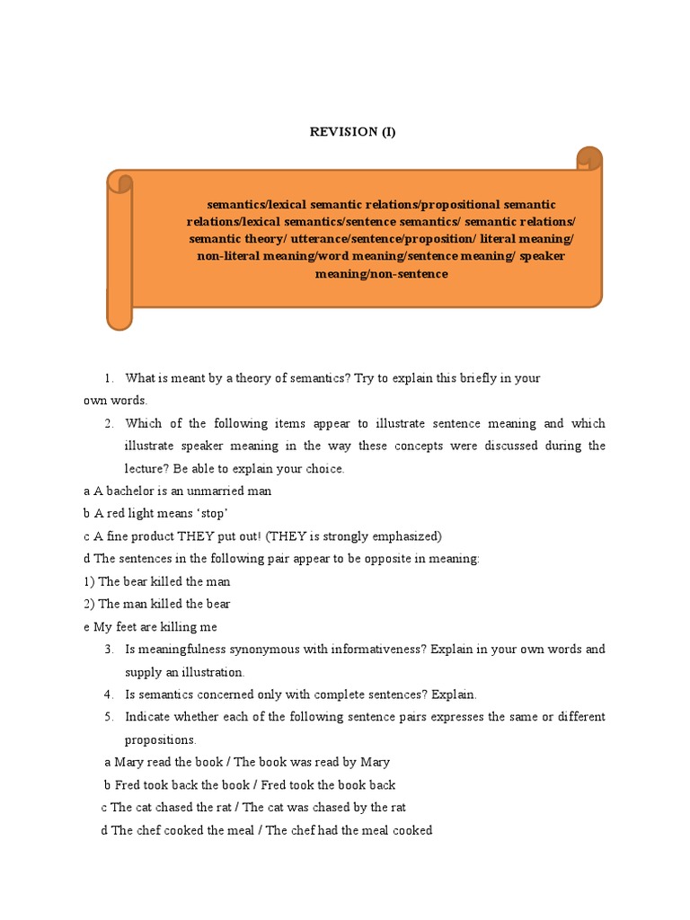 Revision 1 | PDF | Proposition | Sentence (Linguistics)