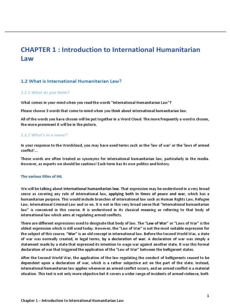 IHL - Chapter One | Download Free PDF | International Humanitarian Law ...