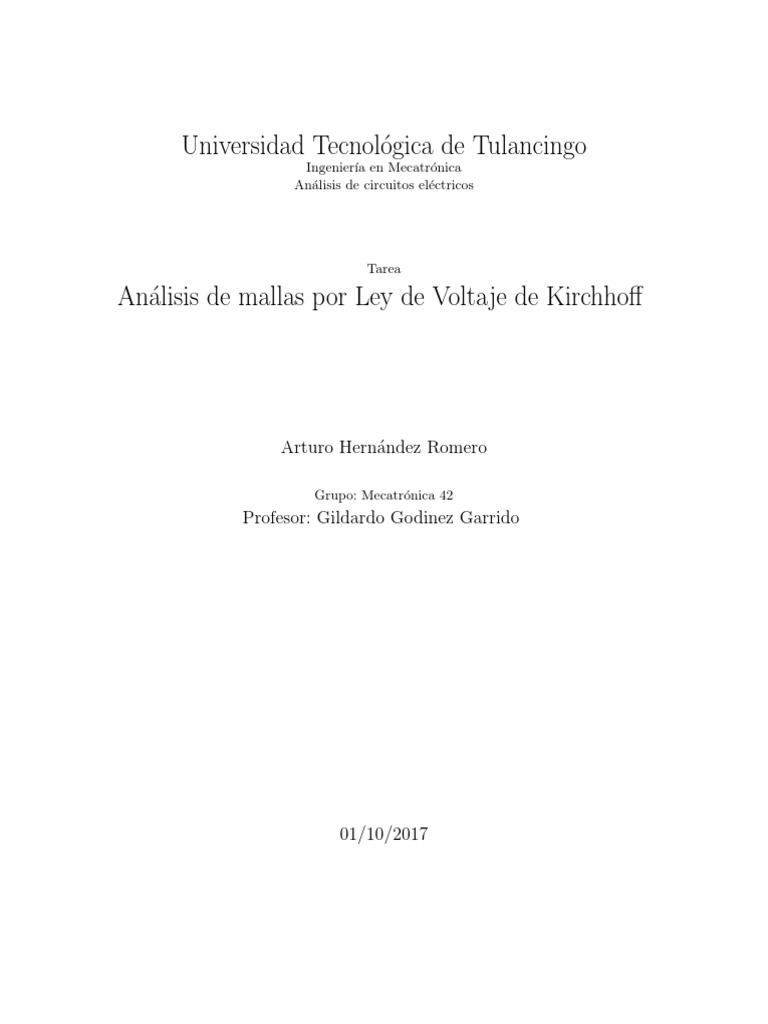 Ana Lisis de Mallas Por Ley de Voltaje de Kirchho | PDF | Análisis de red (circuitos eléctricos ...