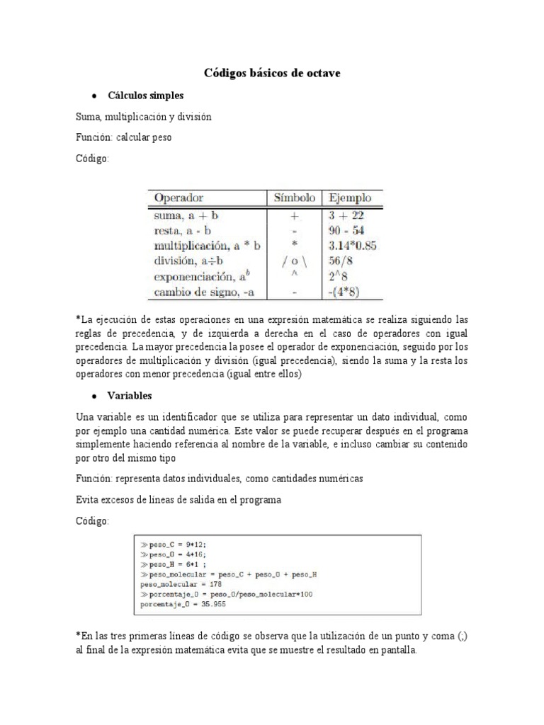 Introduccion Octave 1 Pdf Programa De Computadora Programación
