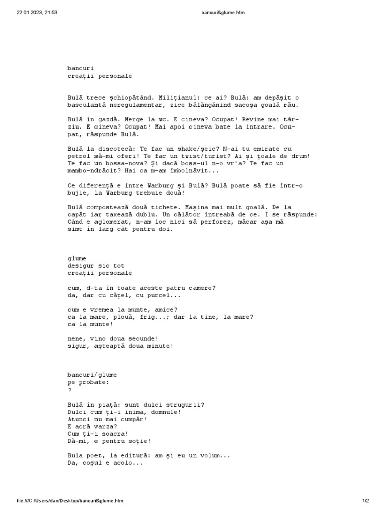 Bancuri & Glume | PDF