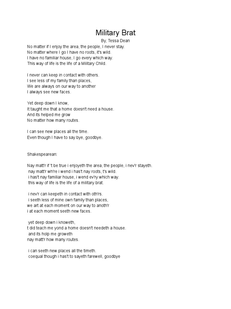 Military Brat-Poem | PDF