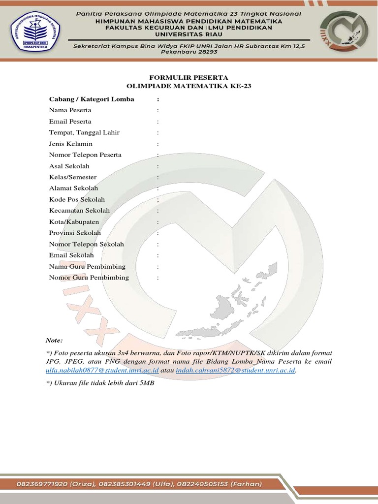 Format Formulir Peserta Offline | PDF