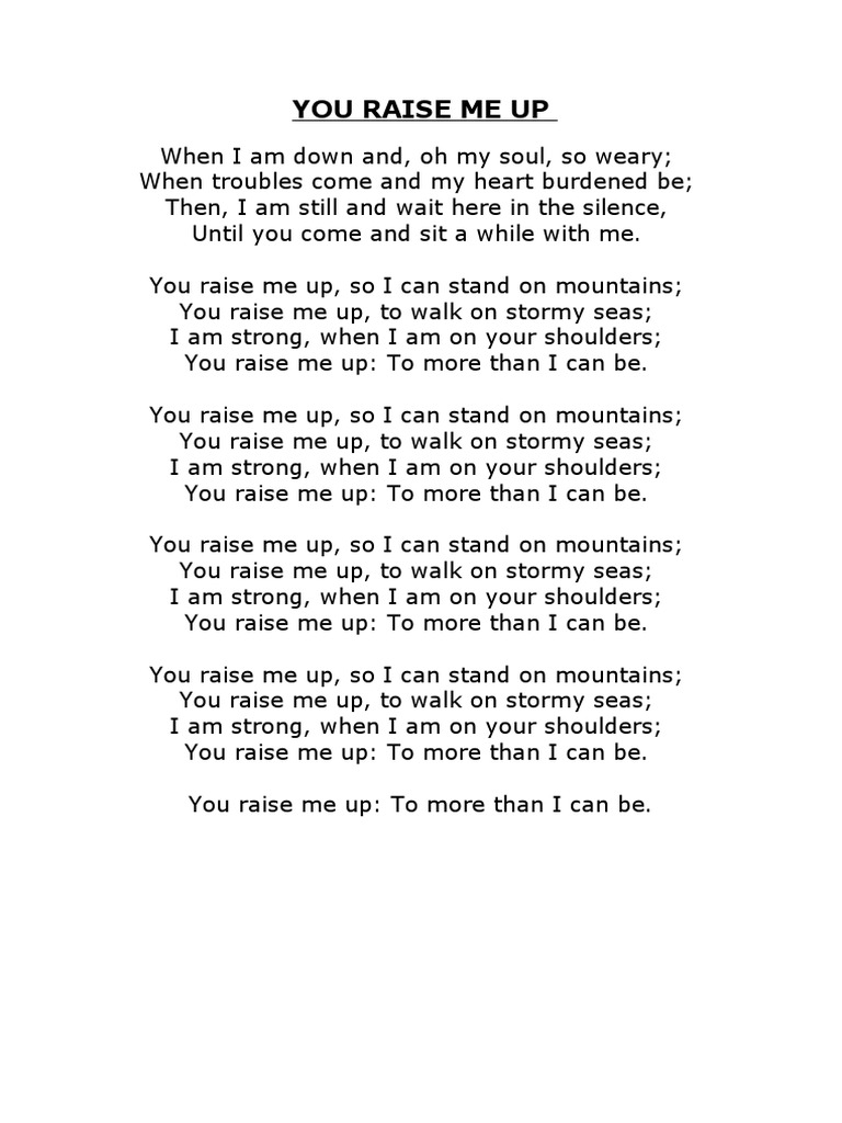 You Raise Me Up Lyrics | PDF