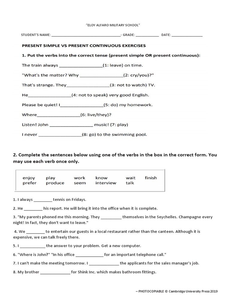 Review Grammar Units 0, 1 Tenth Grade | PDF