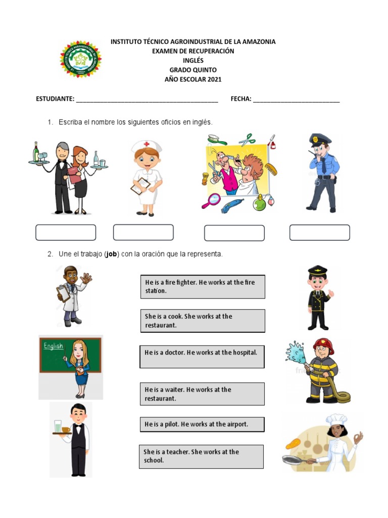 Recuperación Inglés Quinto | PDF