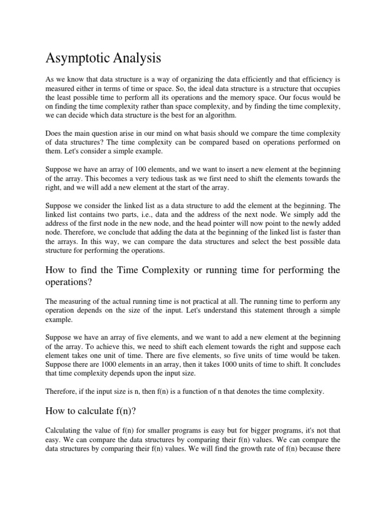 Asymptotic Analysis Explained | PDF | Time Complexity | Systems Theory