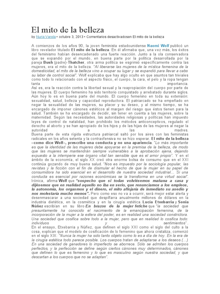 El mito de la belleza y su impacto social | PDF | Ciencias sociales