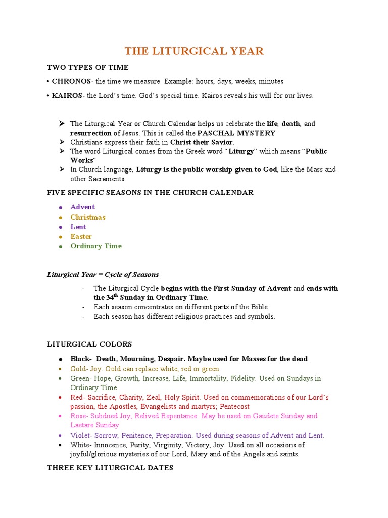 RS 2a Topic 1 Review | PDF | Liturgical Year | Eastertide
