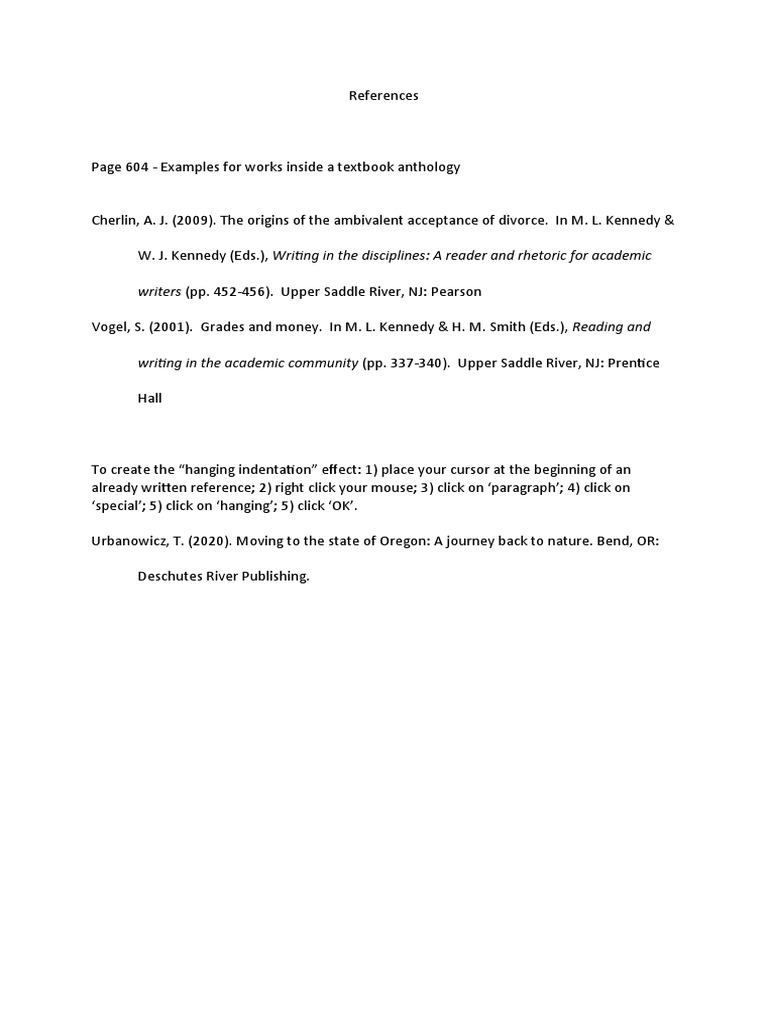 Hanging Indentation in References | PDF