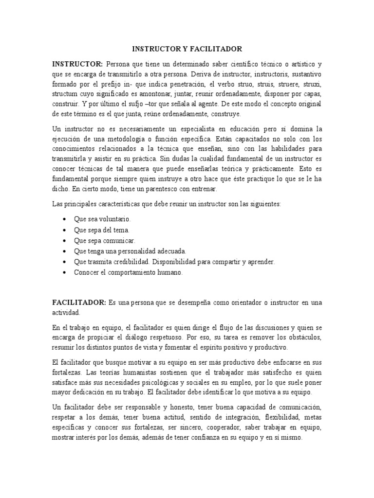 Instructor y Facilitador | PDF | Aprendizaje | Conceptos psicologicos