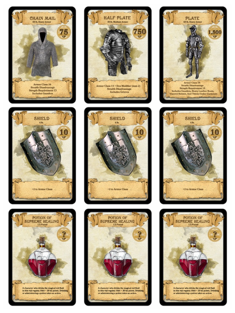 Dungeons & Dragons Equipment Cards PDF-1-10-6 | PDF