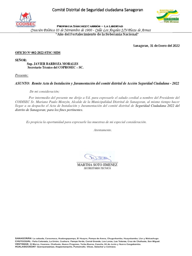 Acta de Instalacion y Conformaicon Codisec 2022 PDF | PDF