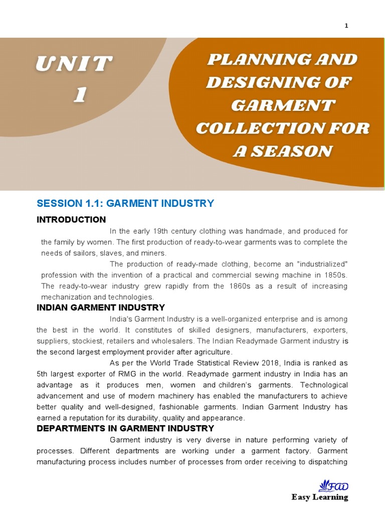 Unit 1 - Planning and Designing Garment Collection For A Season | PDF ...