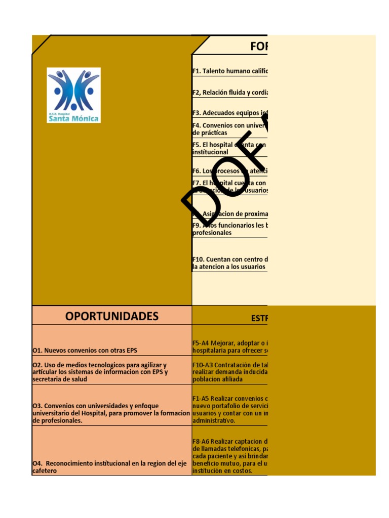 MATRIZ DOFA HSM Consulta Externa | PDF | Hospital | Ciencias de la Salud