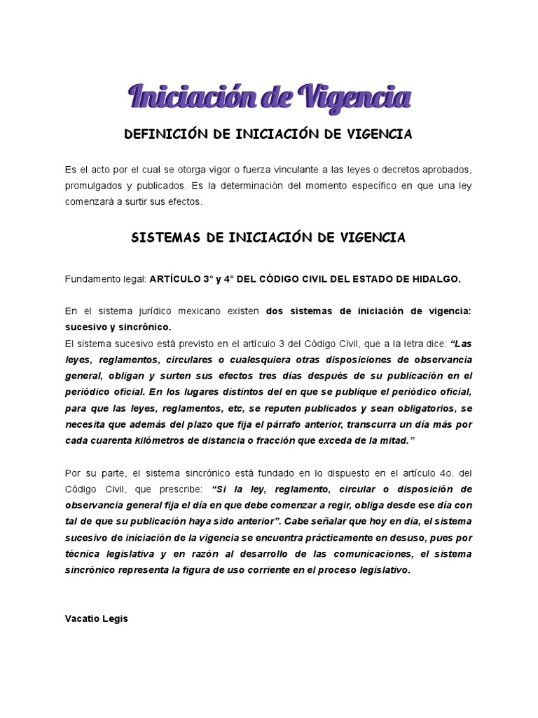 INICIACIÓN DE VIGENCIA | PDF