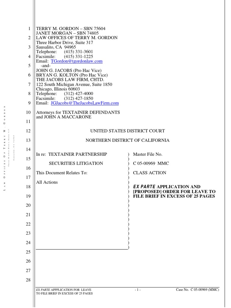 Ex Parte Leave To File | PDF | Complaint | Limited Partnership