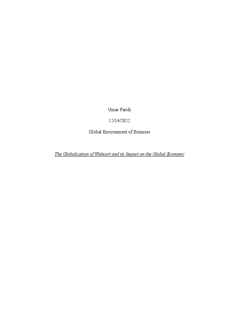 Walmart's Global Economic Impact | PDF | Walmart | Supply Chain