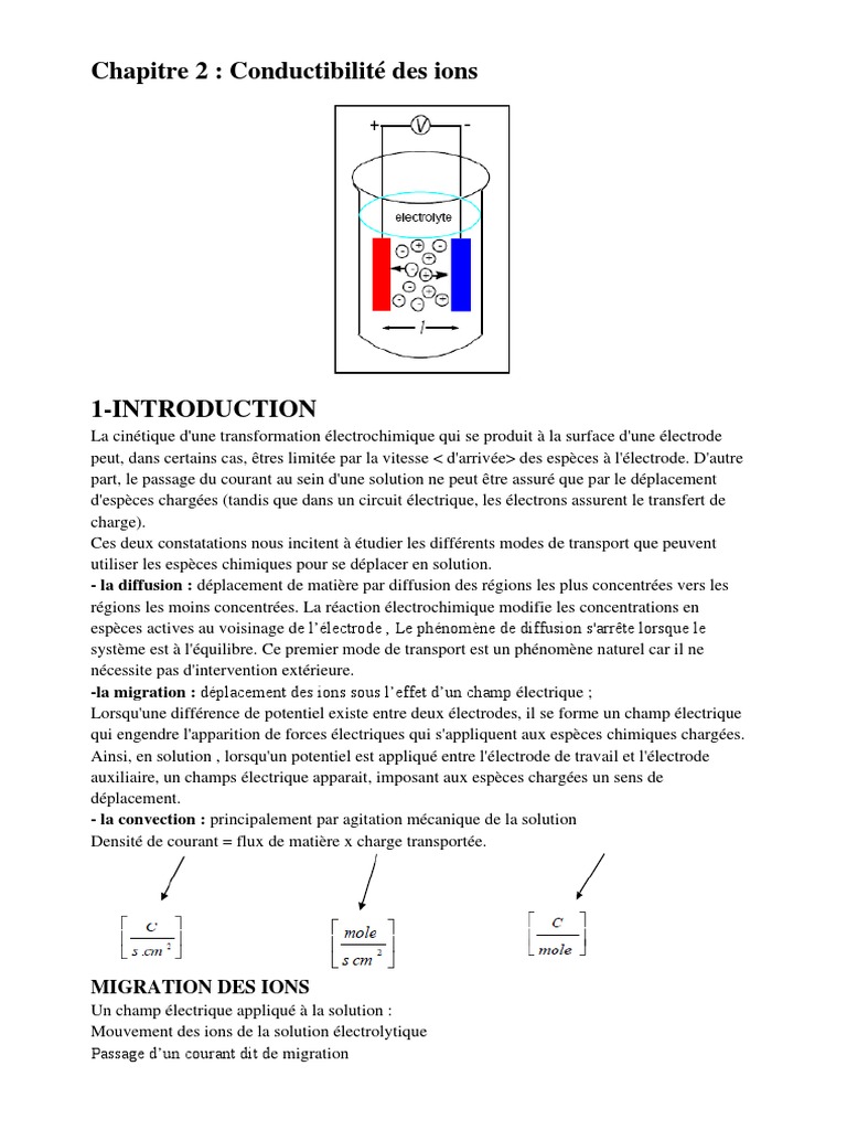 Conductibilité et migration des ions | PDF | Ion | Courant électrique