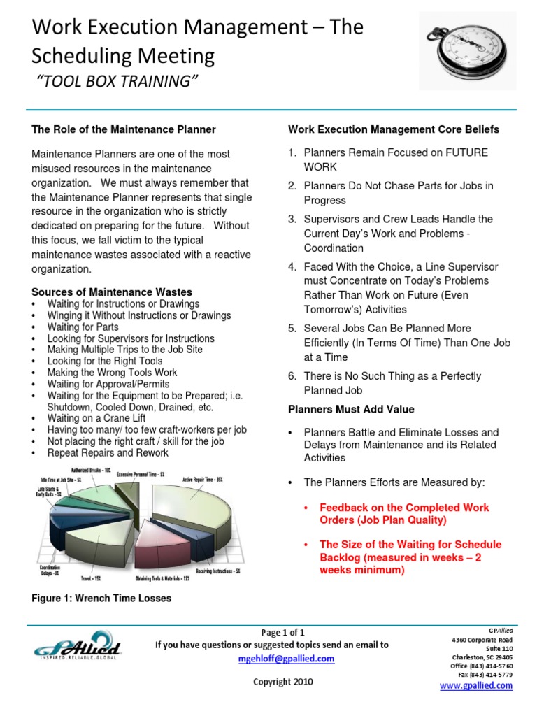 Tool Box Training - The Schedulilng Meeting | PDF | Business