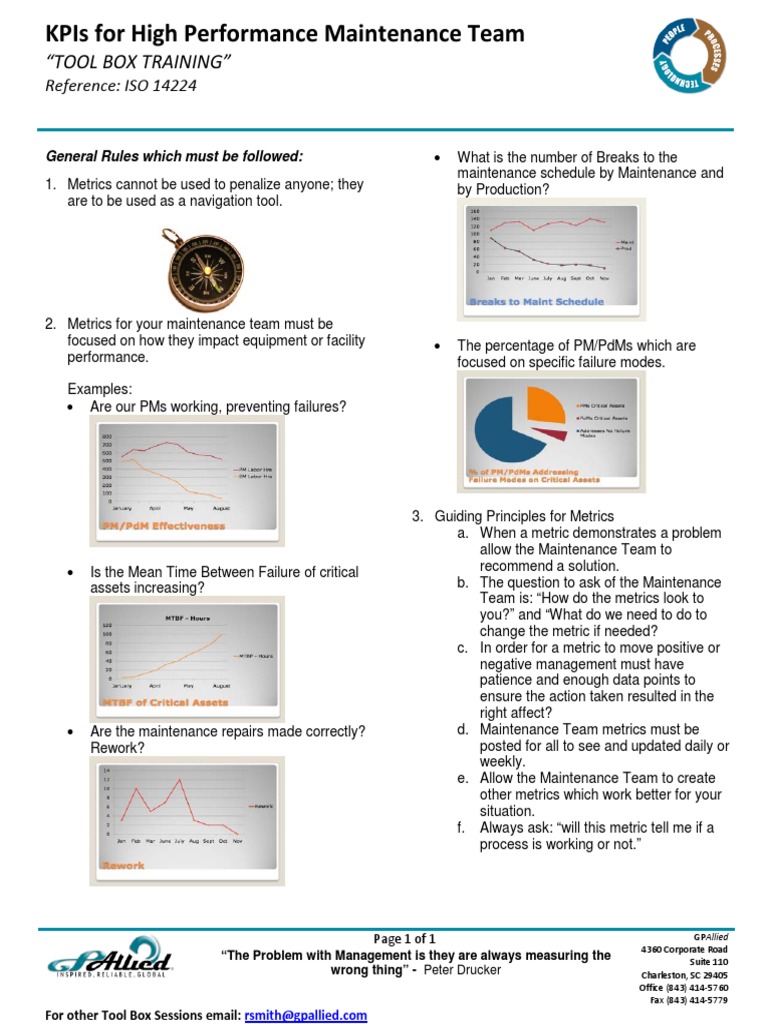 Tool Box Training - KPIs For Maintenance Team | PDF | Information ...