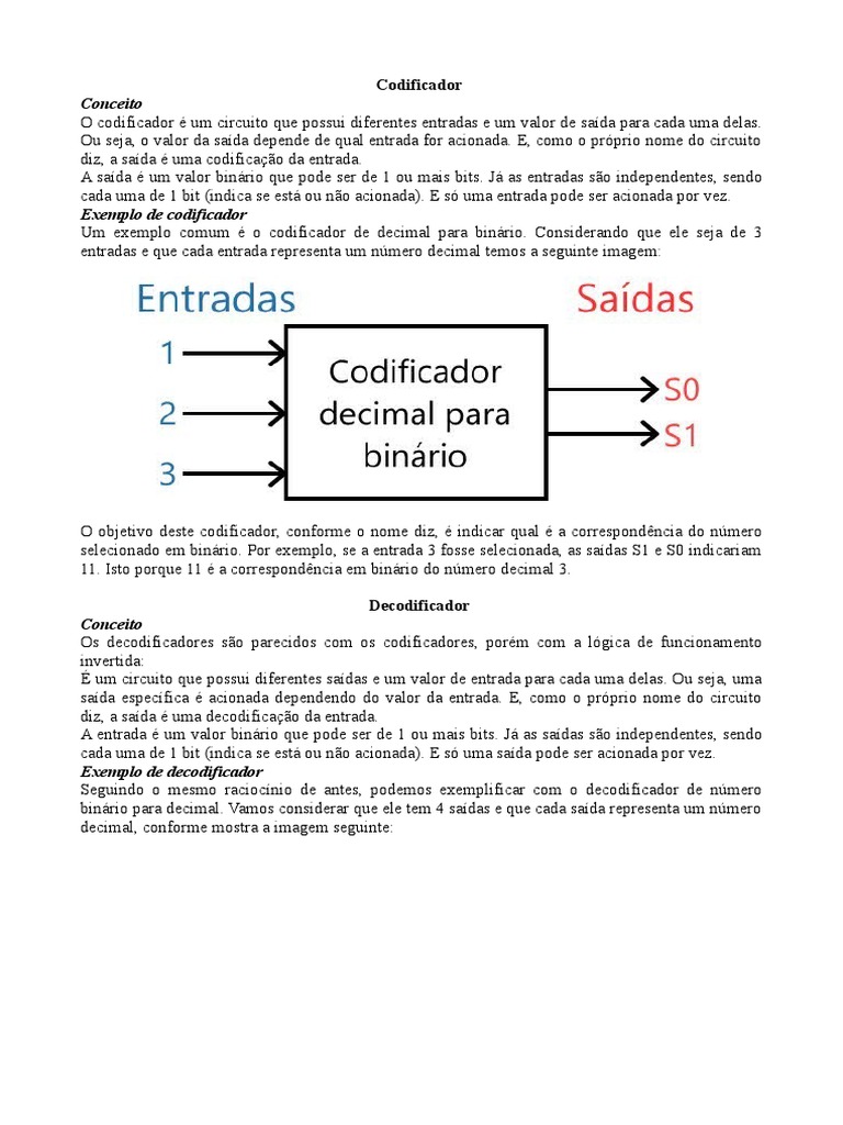 Codificadores e Decodificadores: Conceitos | PDF | Números | Engenharia ...