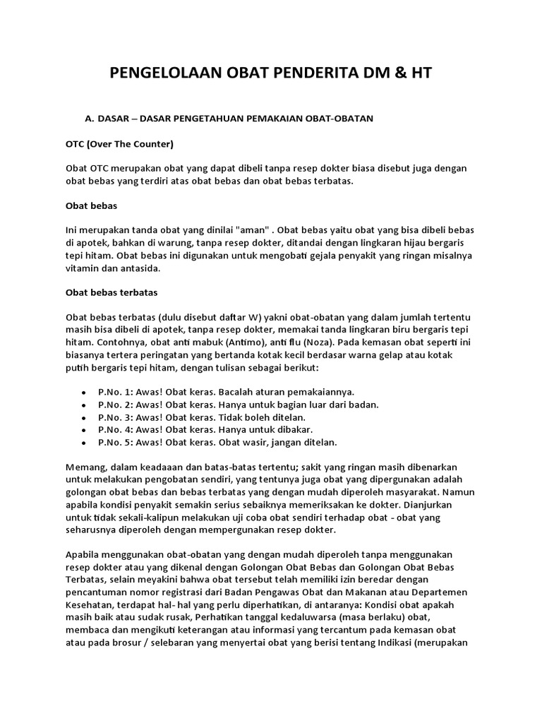 Pengelolaan Obat Penderita DM | PDF