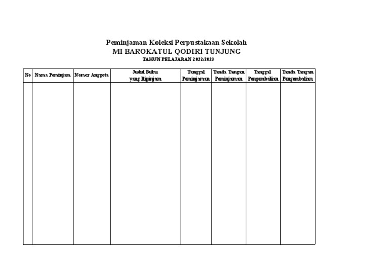 Tabel Peminjaman Perpustakaan | PDF
