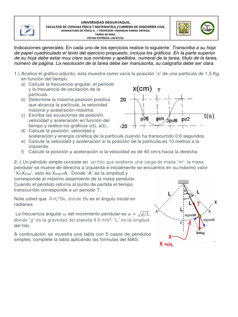 Tareao4. Mas | PDF | Péndulo | Velocidad