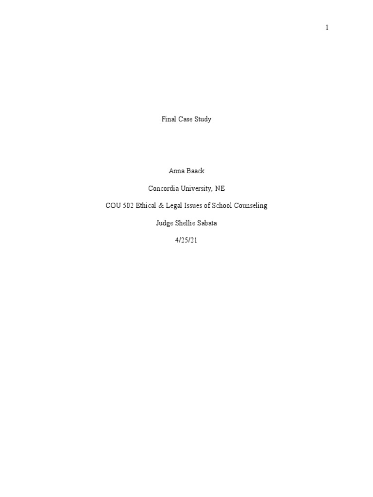 Final Case Study | PDF | School Counselor | Confidentiality