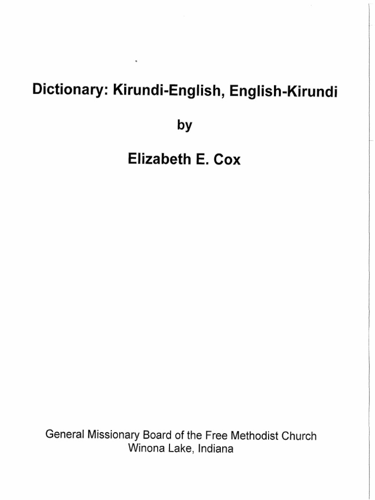 Kirundi-EnglishEnglish-Kirundi Dictionary by Cox Elizabeth E. | PDF