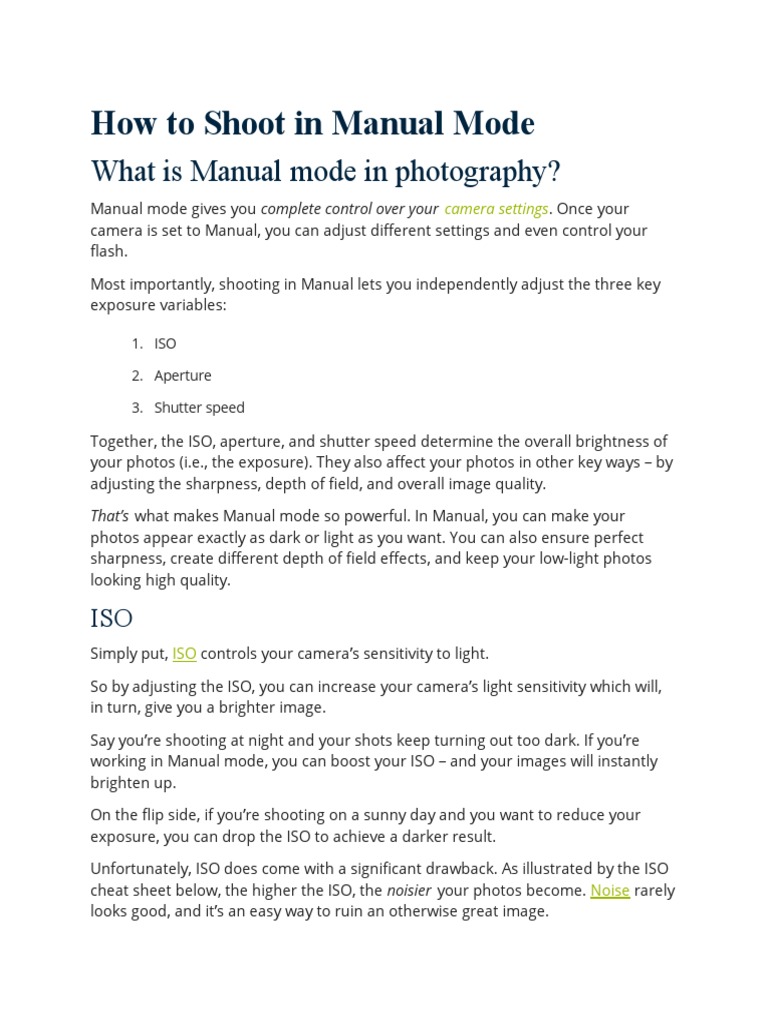 Shooting Manual | PDF | Shutter Speed | Exposure (Photography)