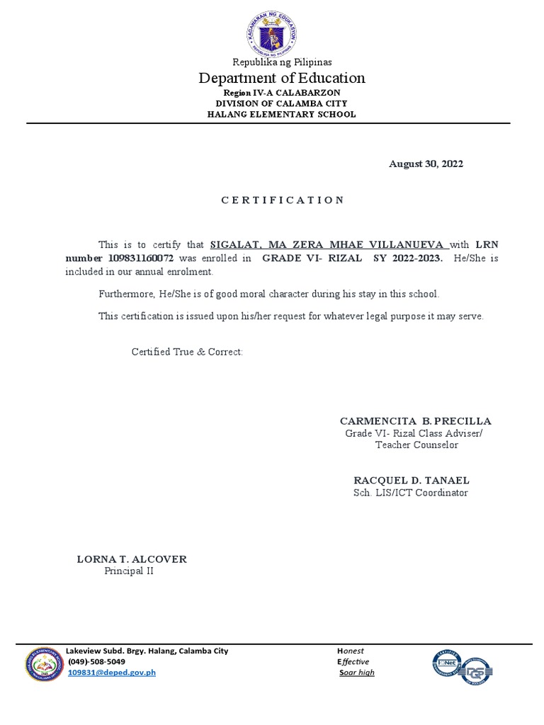 Certificate of Enrollment New | PDF | Philippines | Social Institutions