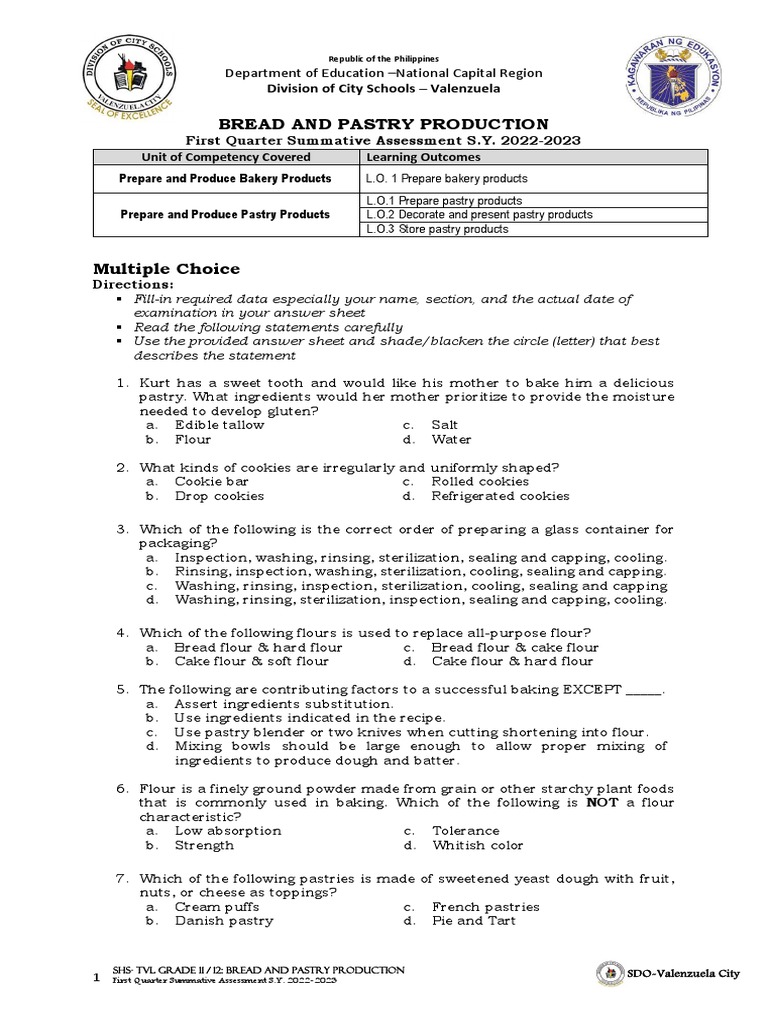 BPP 1Q Questionnaire | PDF | Breads | Flour BPP 1Q Questionnaire | PDF | Breads | Flour