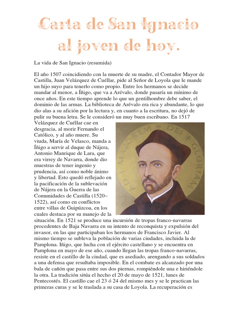 Carta de San Ignacio al joven de hoy 1RO BGU | PDF | Ignacio de Loyola