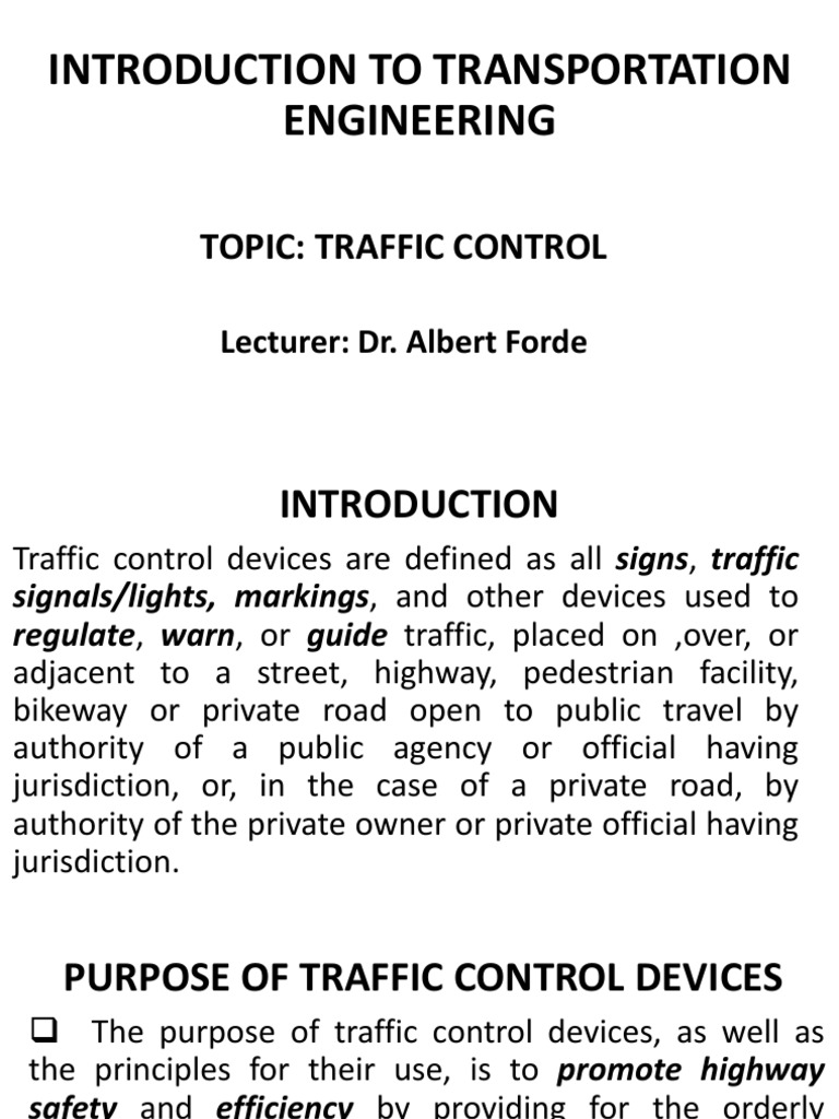 Lecture Note 5 - Traffic Control | PDF | Intersection (Road) | Traffic