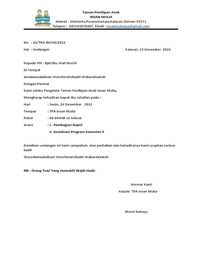 Undangan Parenting Desember 2022 | PDF