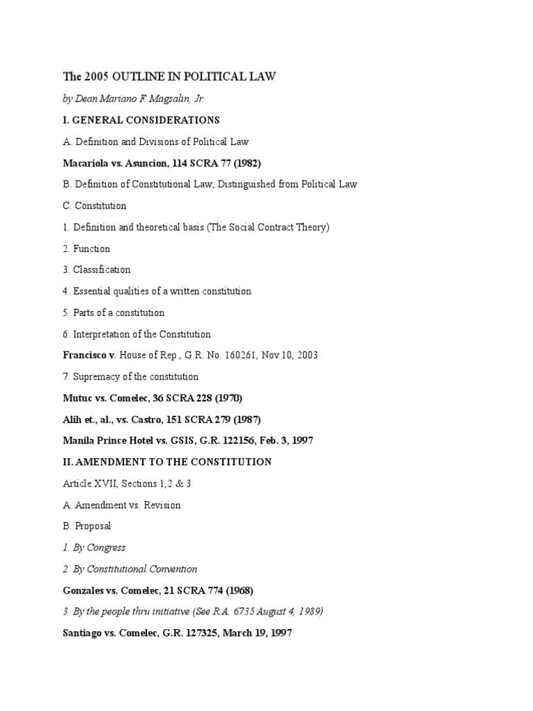 Outline Per Dean Magsalin | PDF | Pardon | Commission On Elections ...