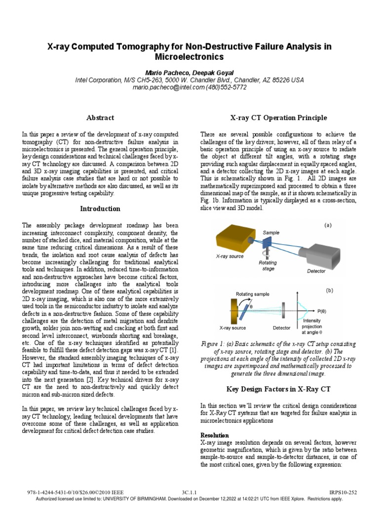 X-Ray Computed Tomography For Non-Destructive Failure Analysis in Microelectronics | PDF | Ct ...