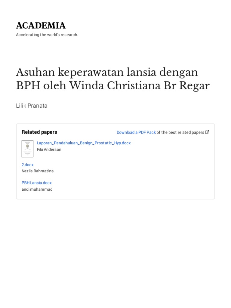 Asuhan Keperawatan Lansia Dengan BPH Oleh Winda Christiana Br. Regar-With-Cover-Page-V2 | PDF ...