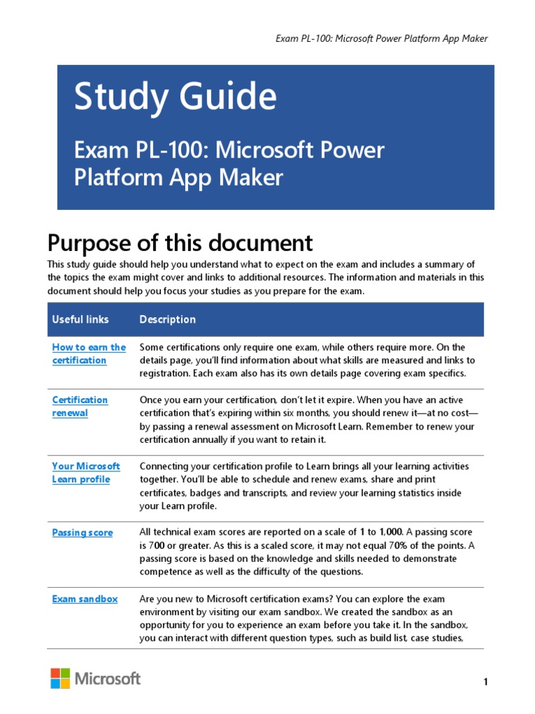 PL-100 Exam Study Guide: Power Apps | PDF | Test (Assessment) | Mobile App