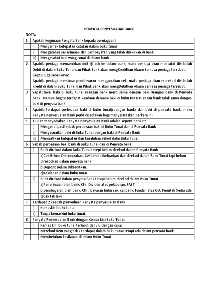 K2 Penyata Penyesuaian Bank SPM | PDF