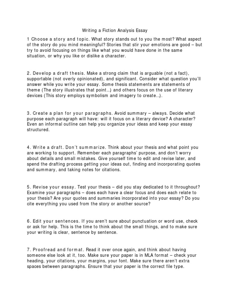 Writing A Fiction Analysis Essay PDF | PDF