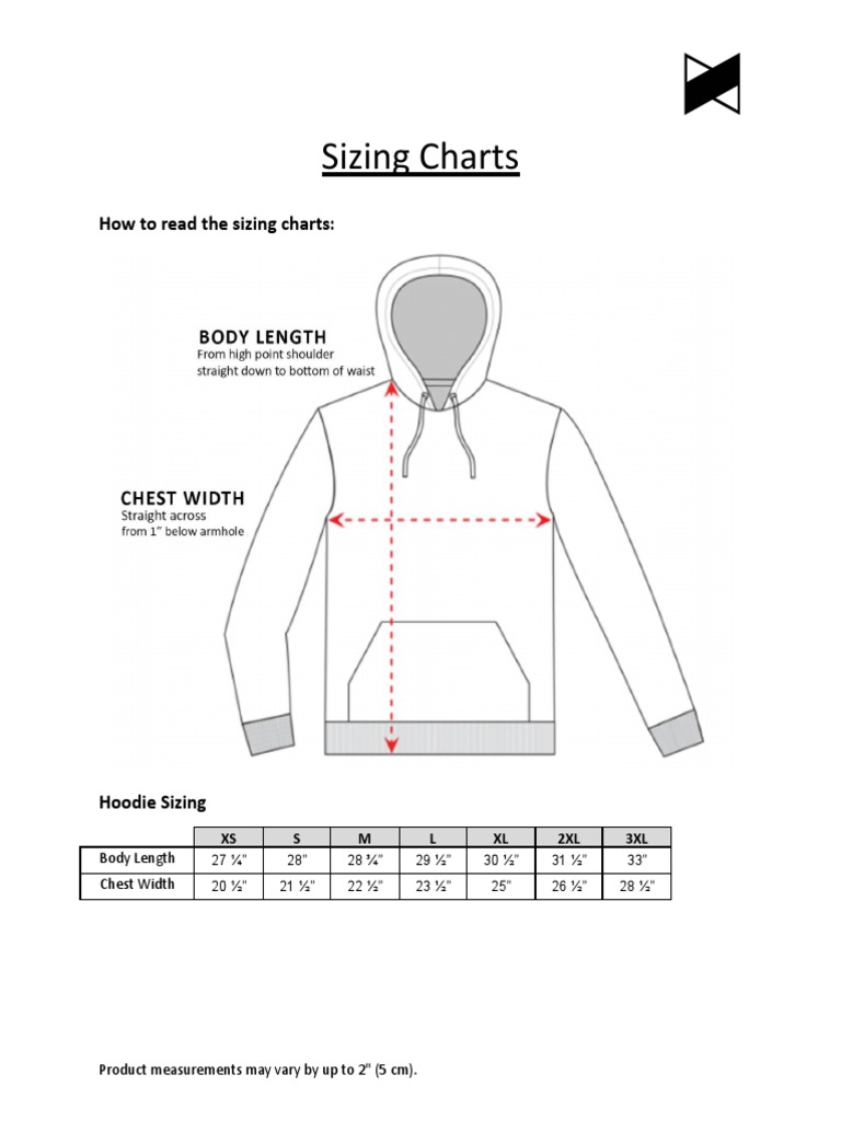 Chevron Hoodie Sizing Charts | PDF