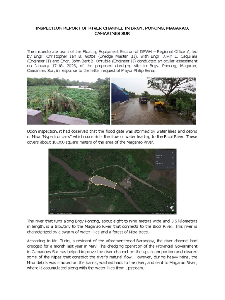 INSPECTION-REPORT-OF-RIVER-CHANNEL-IN-BRGY Ponong in Magarao, Camarines Sur | Download Free PDF ...