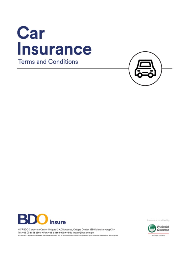 Car Insurance Terms and Conditions BDOInsure | PDF | Vehicle Insurance ...