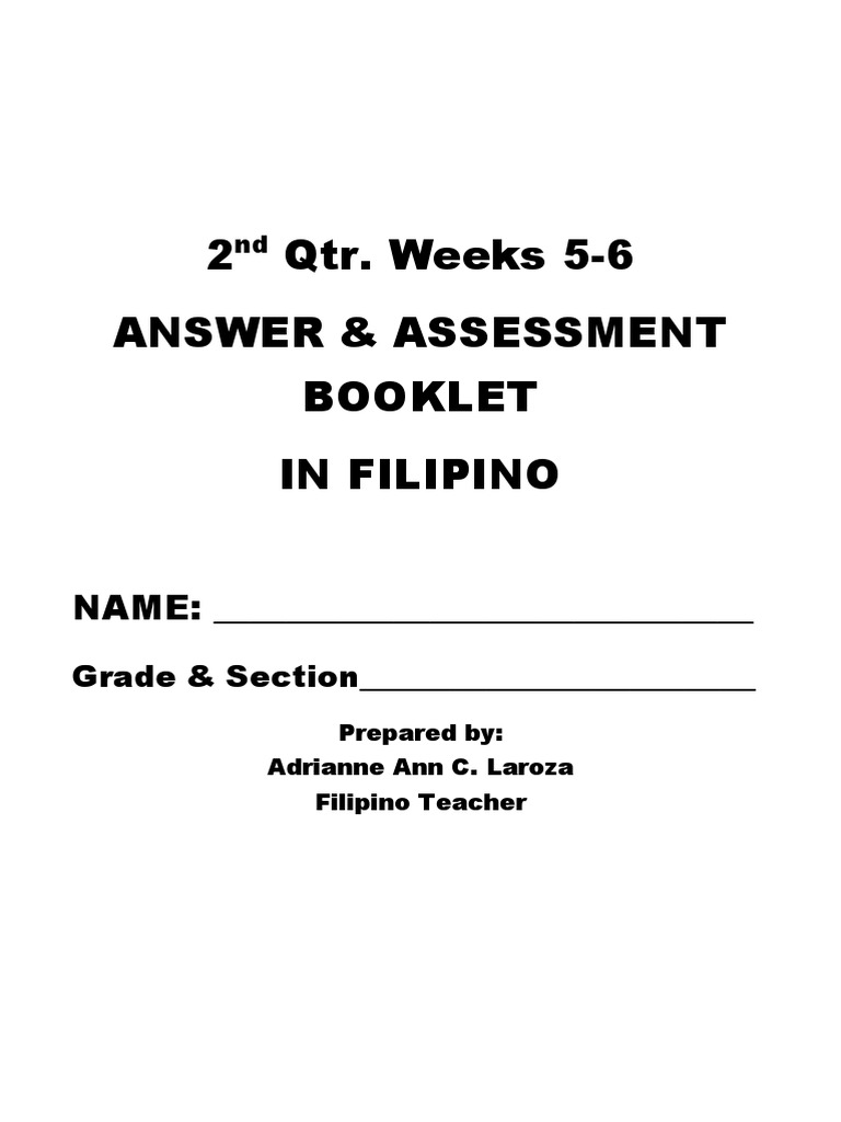 Activity Assessment Booklet Filipino Ka | PDF